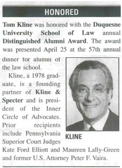 Tom Kline awarded 'Distinguished Alumnus Award'