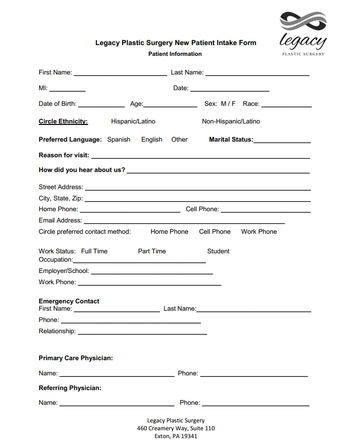 First Visit Forms - Chester County | Paul S. Kim, MD & Gary F. Wingate, MD
